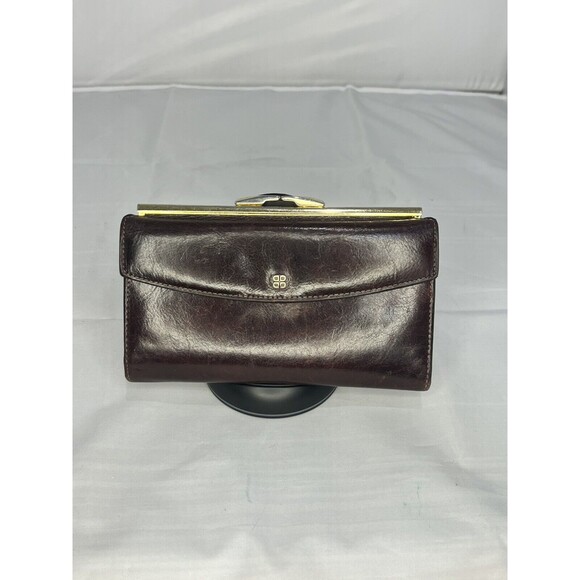 Bosca | Bags | Vintage Bosca Burgundy Leather Kusslock Trifold Long Wallet Hand Stained | Poshmark